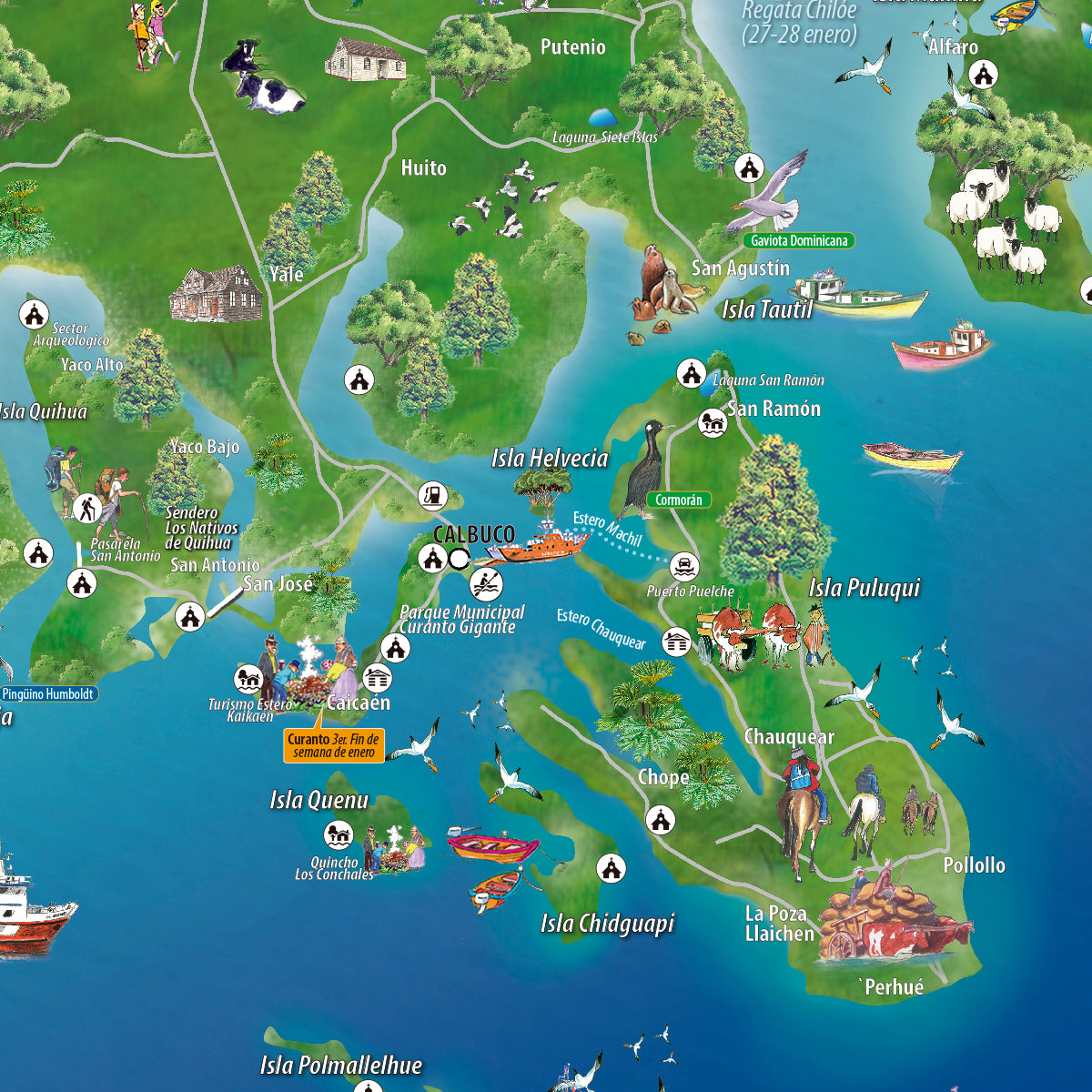 CALBUCO - MAPA – TOURMAPS Mapas educativos ilustrados de Chile